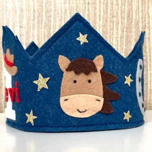 Cowboy Birthday Crown, Farm Animal Felt Crown, Woolfelt Crown, Boy ...