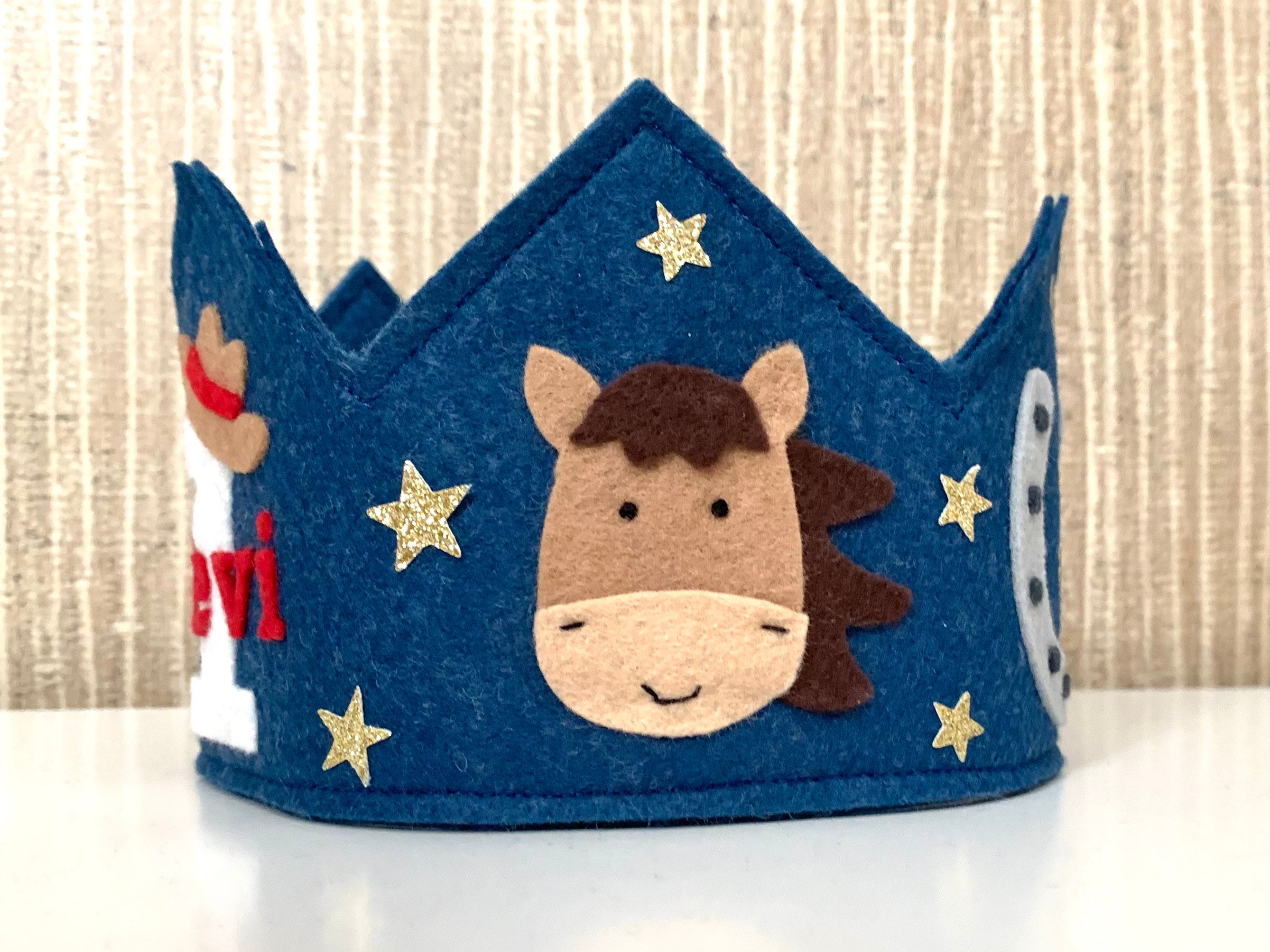 Cowboy Birthday Crown, Farm Animal Felt Crown, Woolfelt Crown, Boy ...