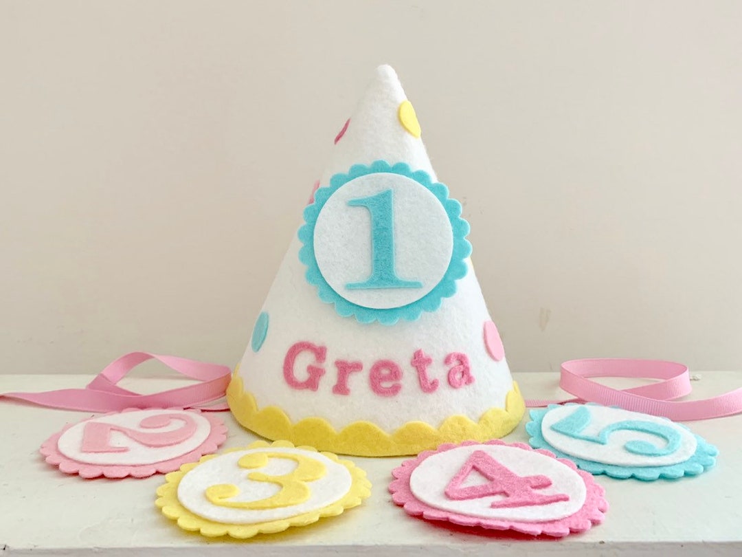 Polka Dot Party Hat With Interchangeable Numbers, Woolfelt Hat ...