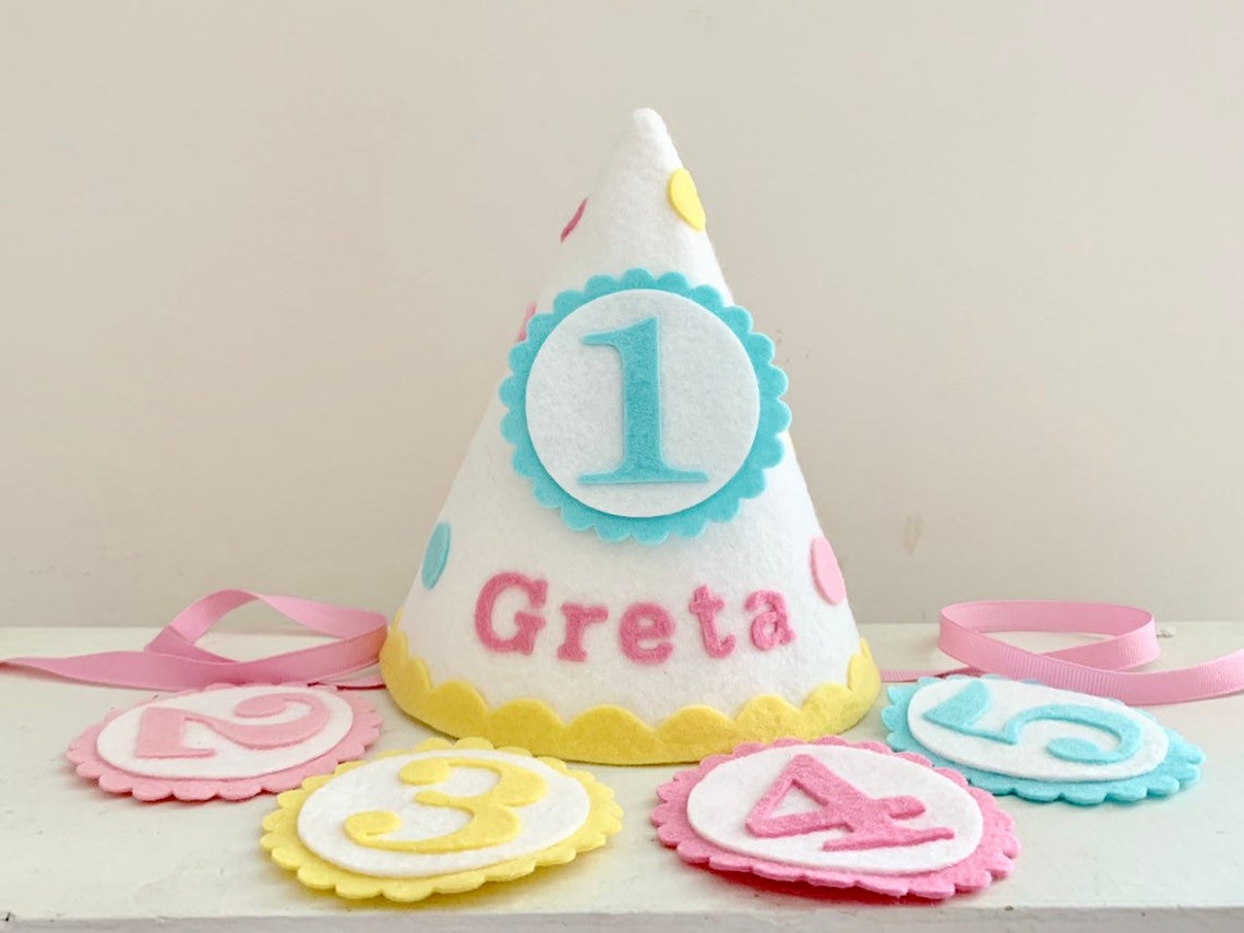 Polka Dot Party Hat With Interchangeable Numbers Woolfelt | Etsy