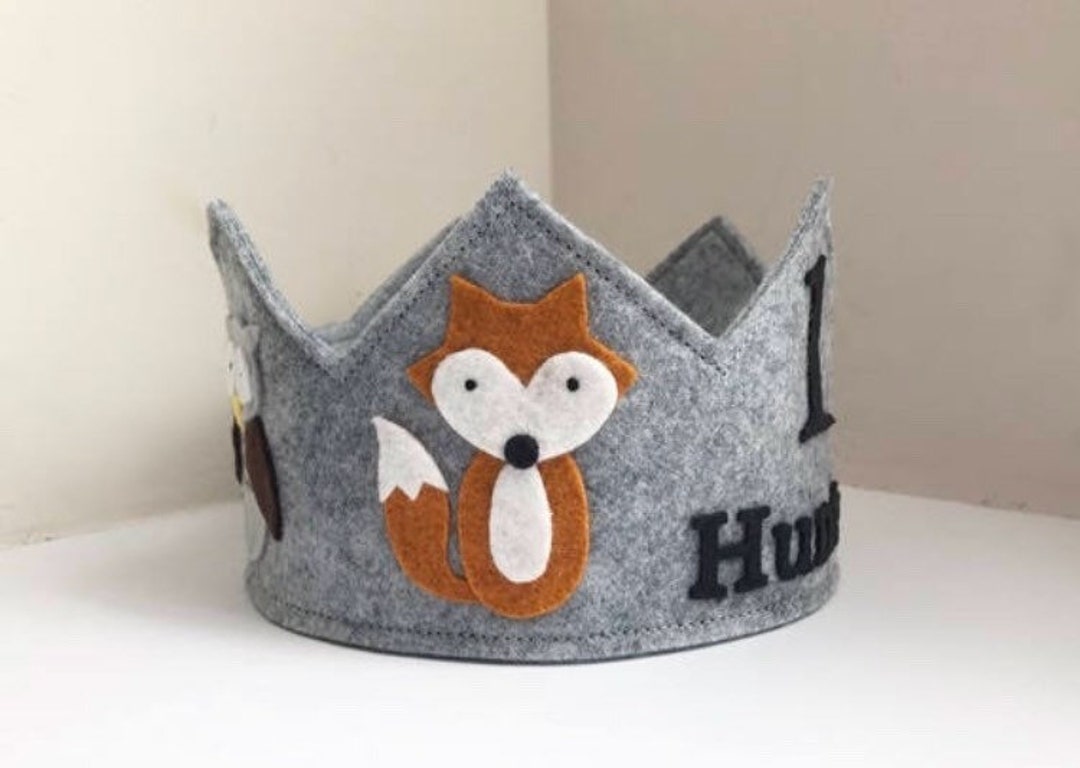 Woodland Birthday Crown, Wool Felt Crown, Fox, Raccoon, Bear, Owl ...