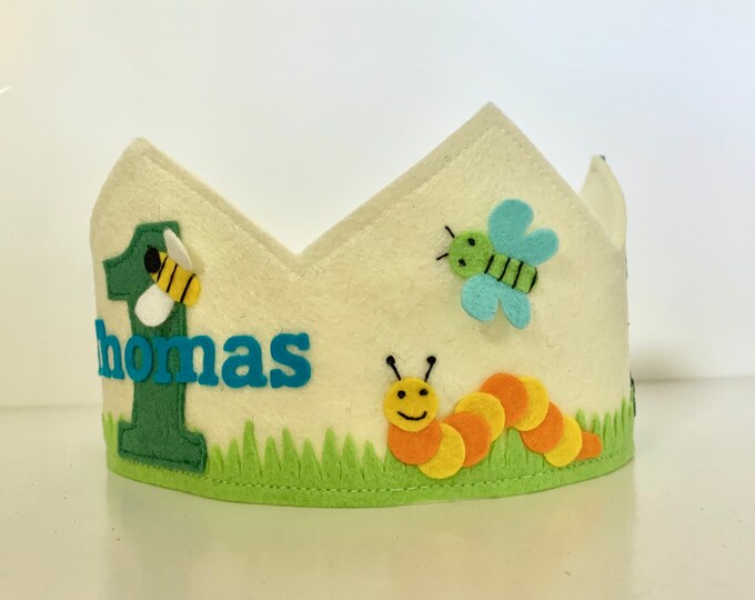 Birthday Felt Crown Bugs, Insects, Bug Party, Personalized Birthday ...