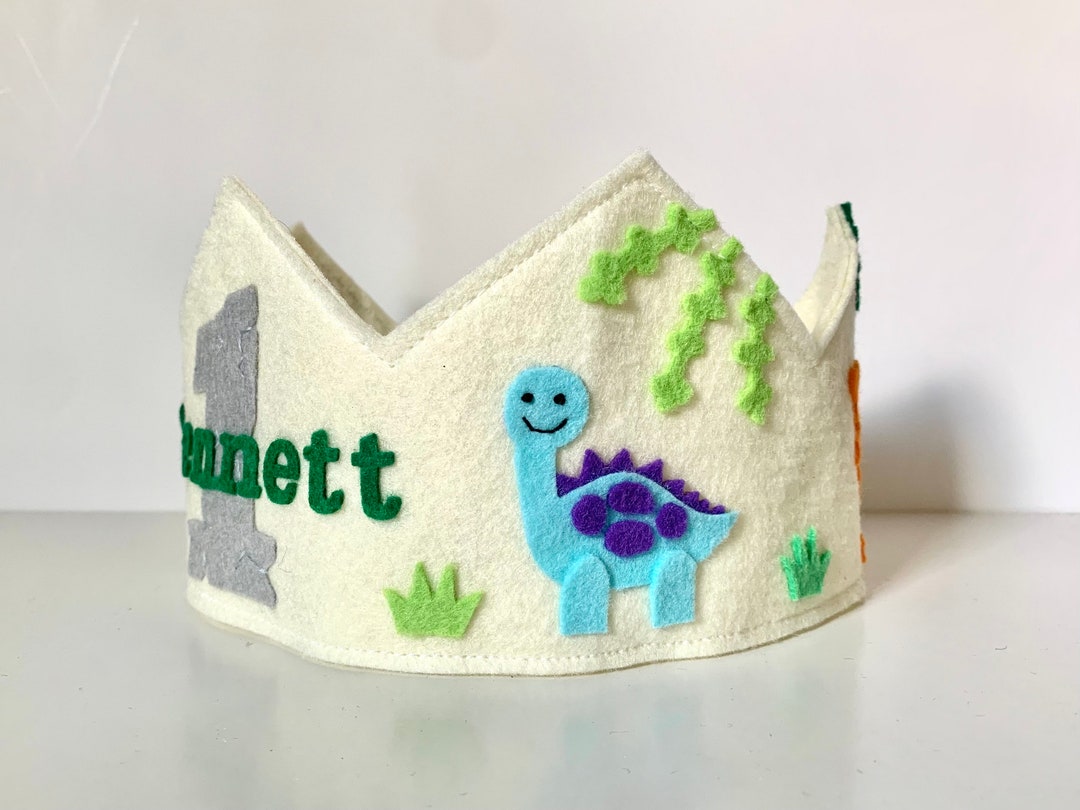 Birthday Felt Crown, Dinosaur Crown, Dino Party, Personalized Birthday ...