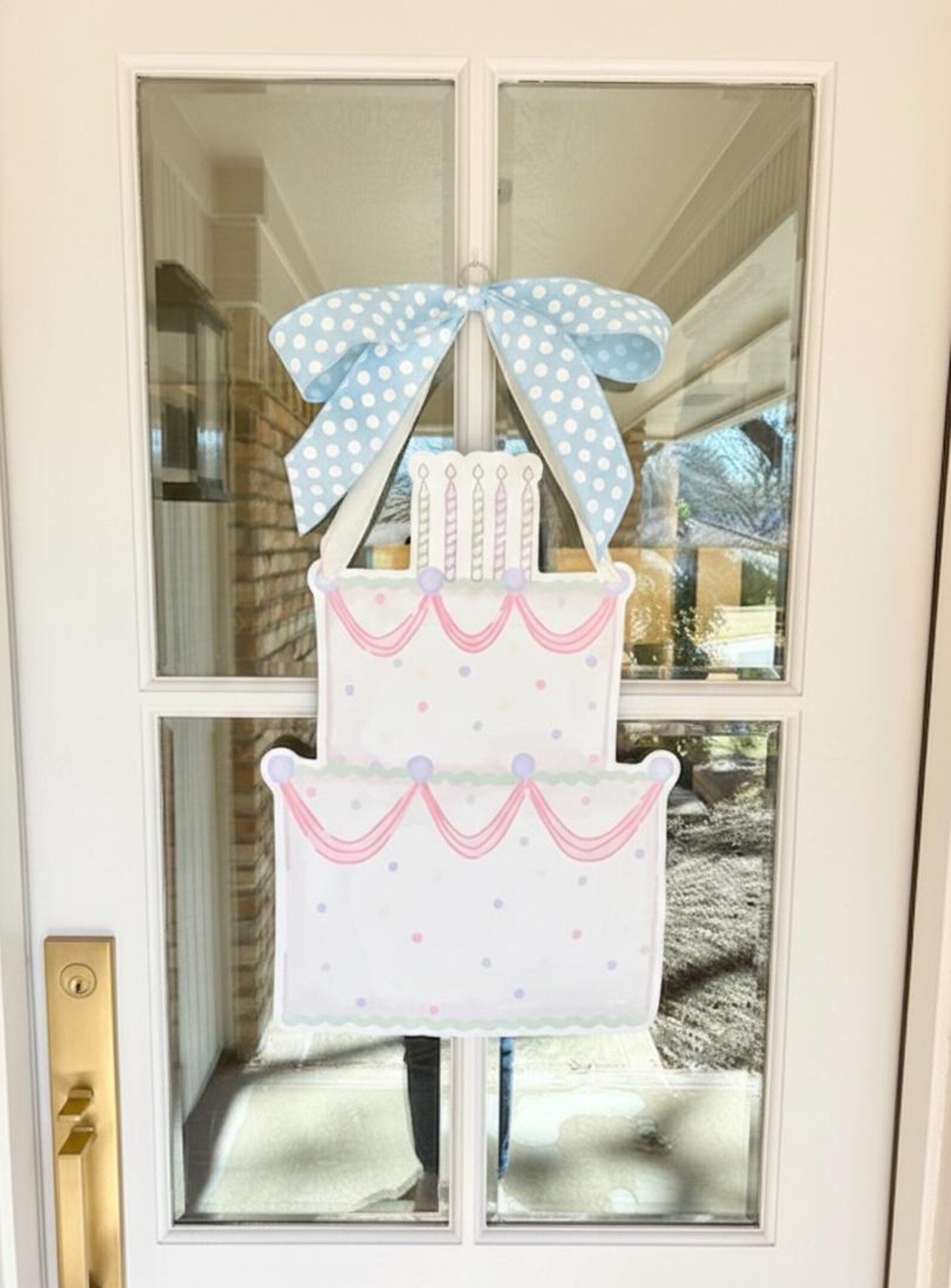 White Birthday Cake Door Hanger: Watercolor Art, Birthday Decor - Etsy