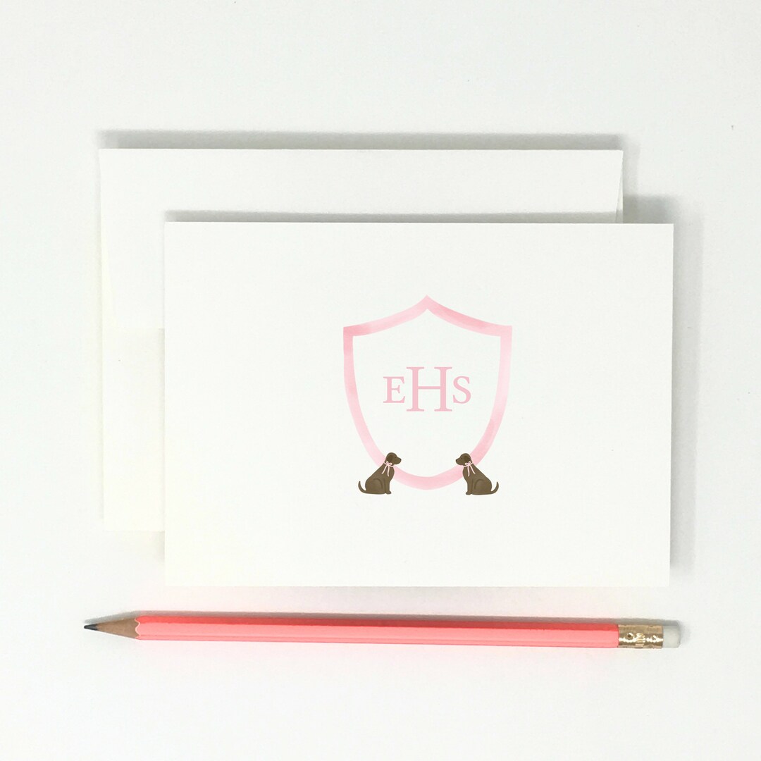 Personalized // Girl Chocolate Lab Crest // Kids Baby Stationery ...
