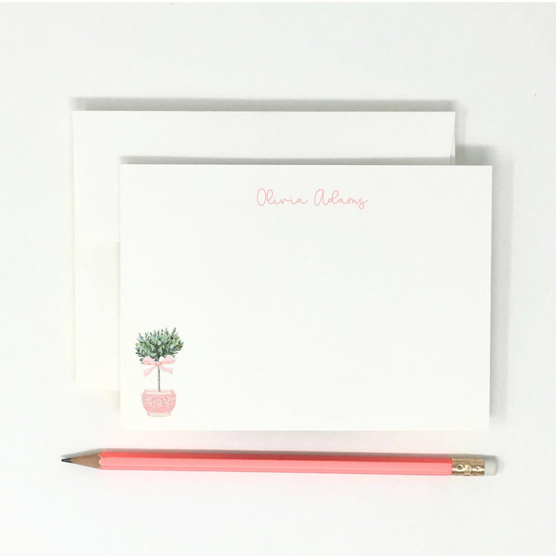 Personalized Note Cards // Pink Chinoiserie Topiary // High Quality ...