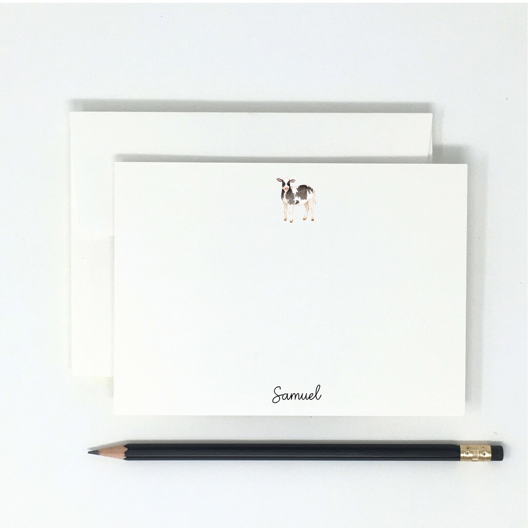 Personalized // Note Cards // Farm Animals // Cow // Kids // High ...