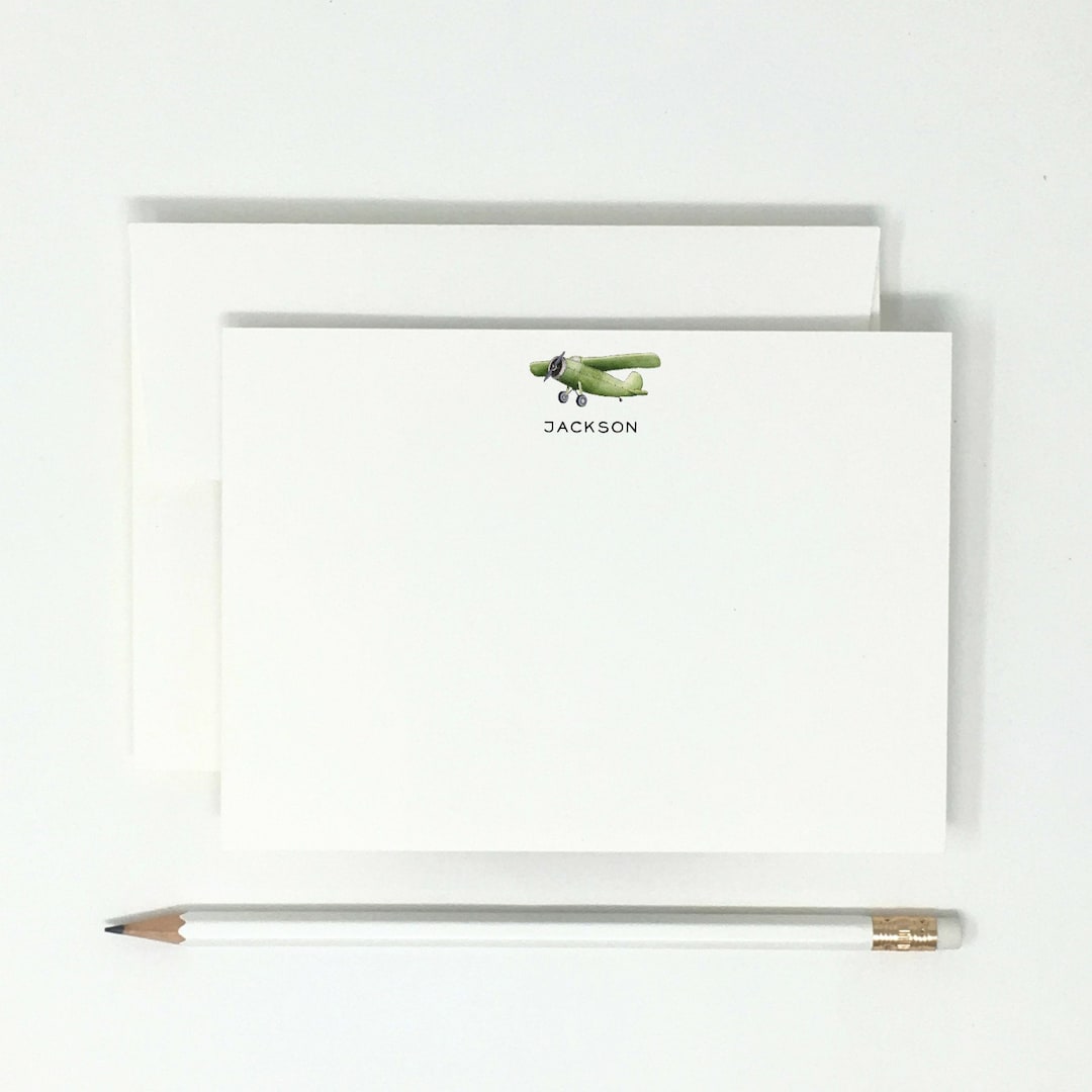 Airplane Note Cards, Personalized Stationery Set (12 Pack) - Etsy