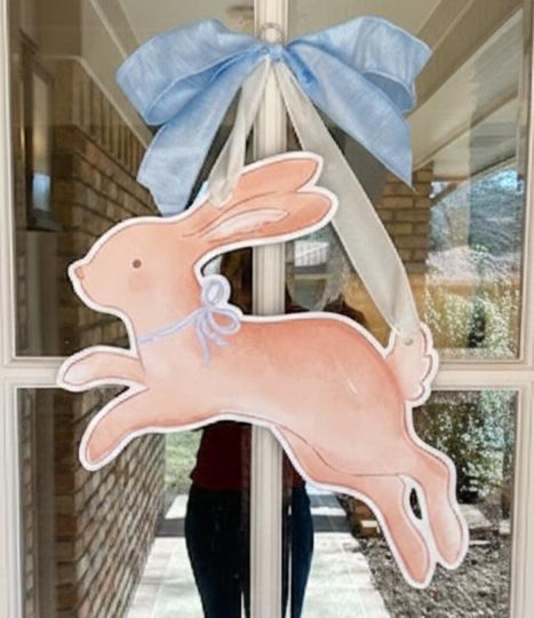 Decorative Door Hanger // Leaping Bunny // Easter Decor // Spring Door ...