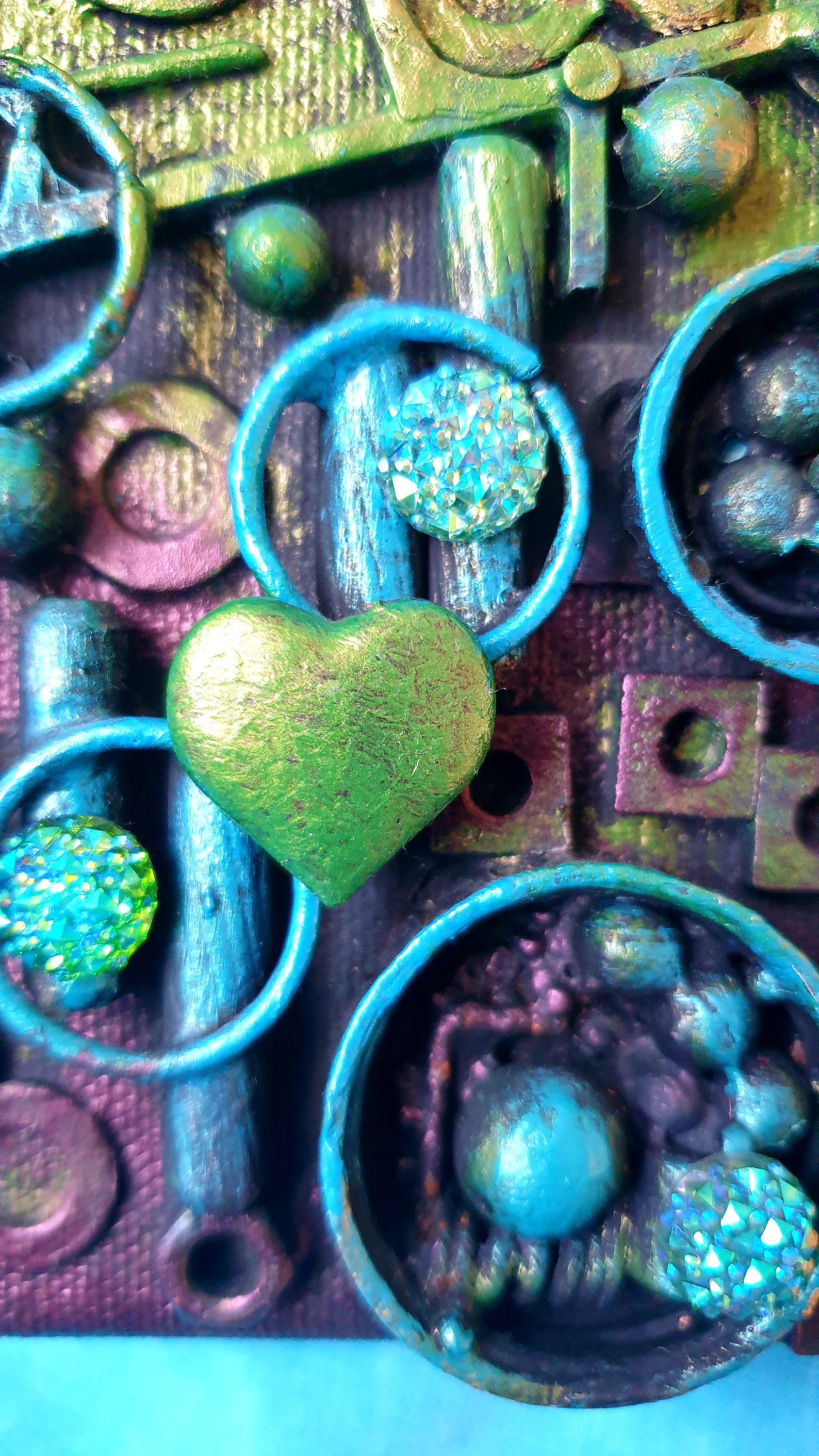 Steampunk 3D Green Heart Canvas. - Etsy