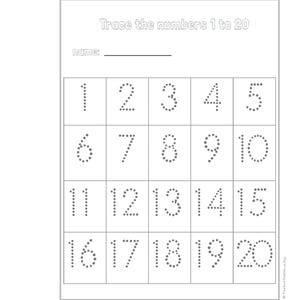 Number Tracing Worksheets 1-20 Printable, Preschool Handwriting ...
