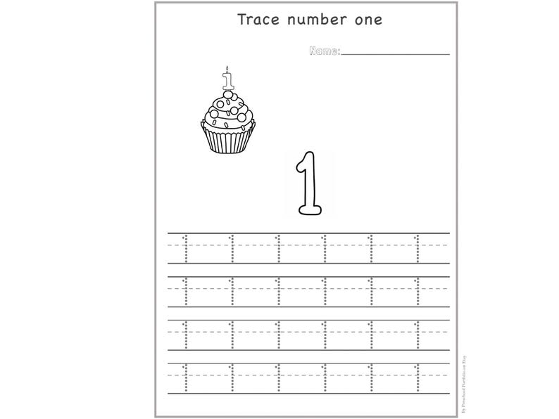 Number Tracing Worksheets 1-20 Printable, Preschool Handwriting ...