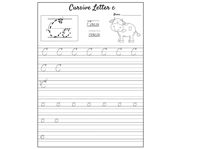 26 Cursive Alphabet Worksheets, Printable Handwriting Practice for ...