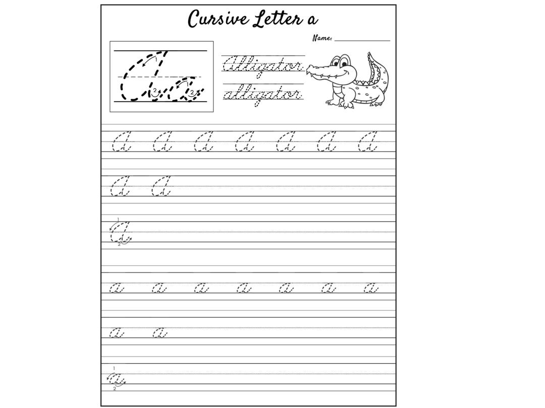 26 Cursive Alphabet Worksheets, Printable Handwriting Practice for ...