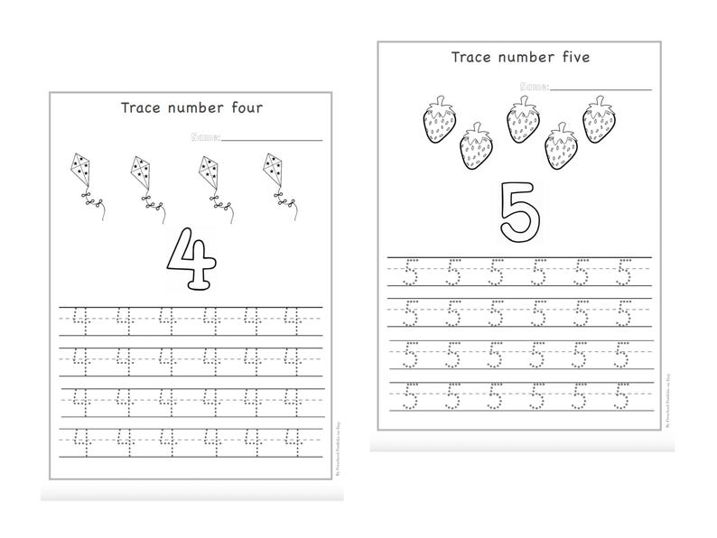 Number Tracing Worksheets 1-20 Printable, Preschool Handwriting ...