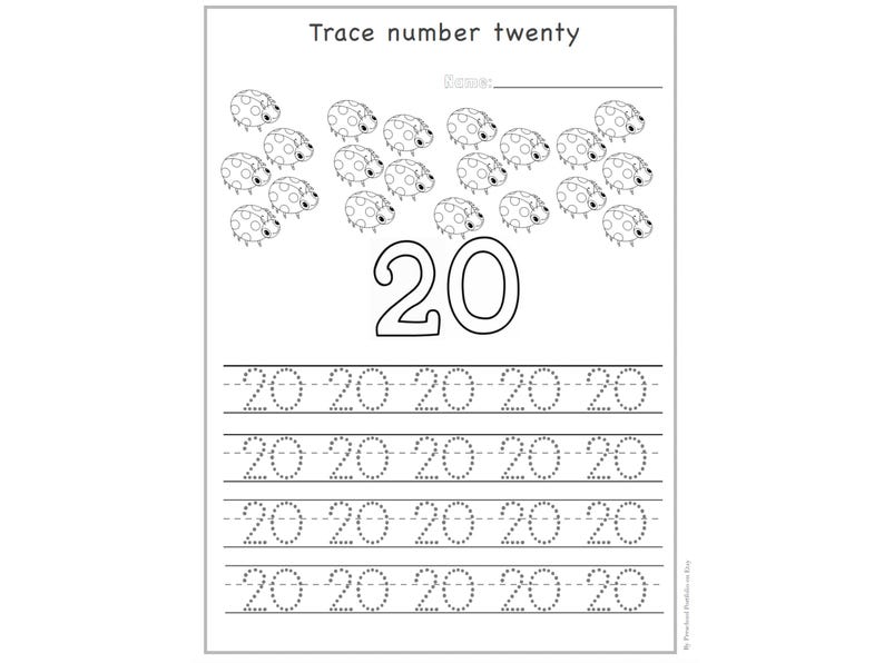 Number Tracing Worksheets 1-20 Printable, Preschool Handwriting ...