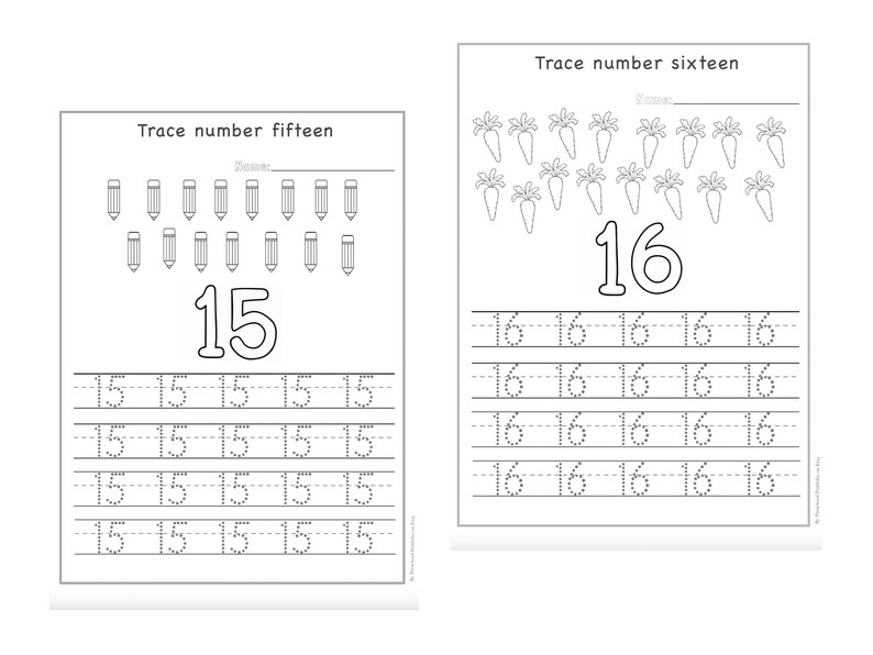 Number Tracing Worksheets 1-20 Printable, Preschool Handwriting ...