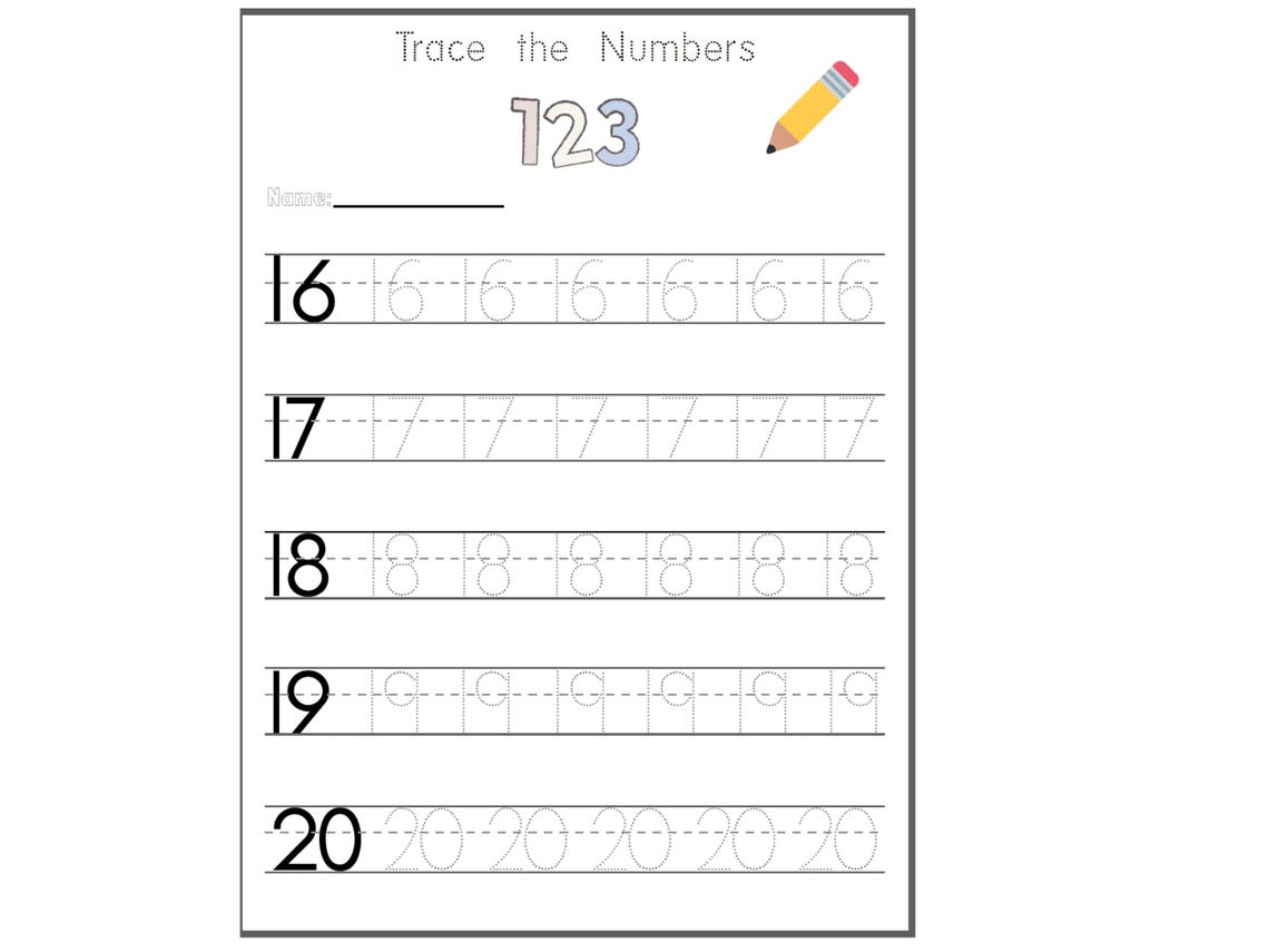 Preschool Numbers Worksheets 1-20, Printable Activity Sheets ...