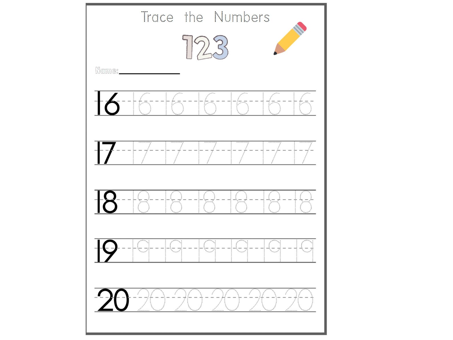 Preschool Numbers Worksheets 1-20, Printable Activity Sheets ...
