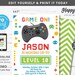 Pixel Video Game Party Invitation, Game on Play Time Boys Gaming ...
