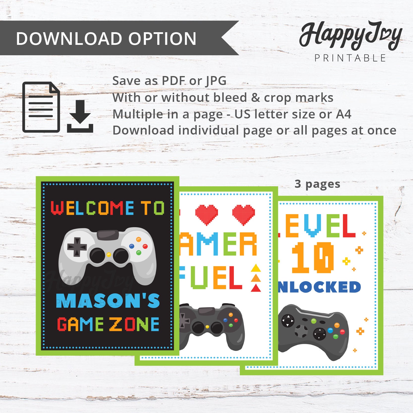 Game Welcome Party Signs 8x10, Console Video Gaming Boy Level up ...