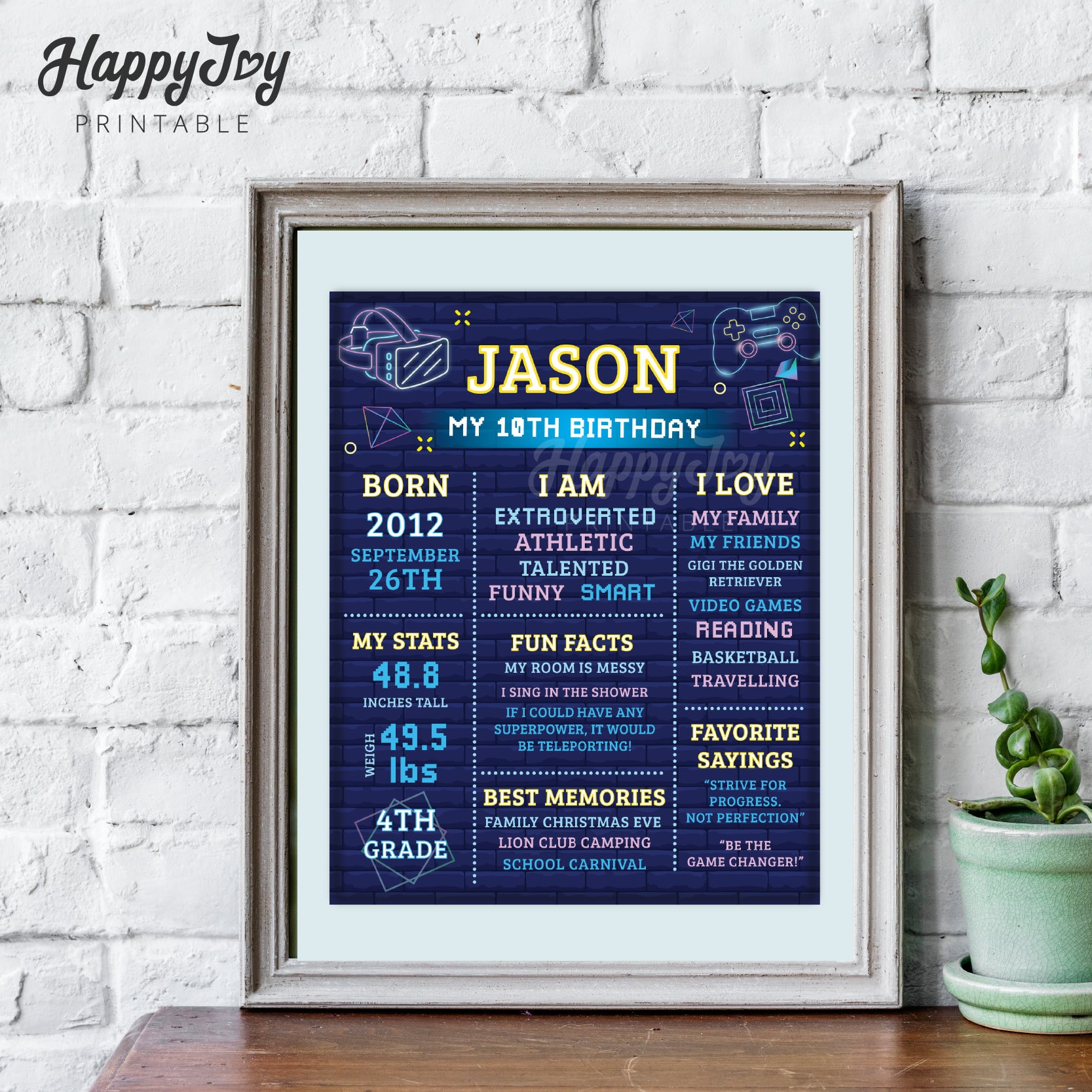 Gamer Boy Milestone Board Poster Sign Teenager Birthday - Etsy