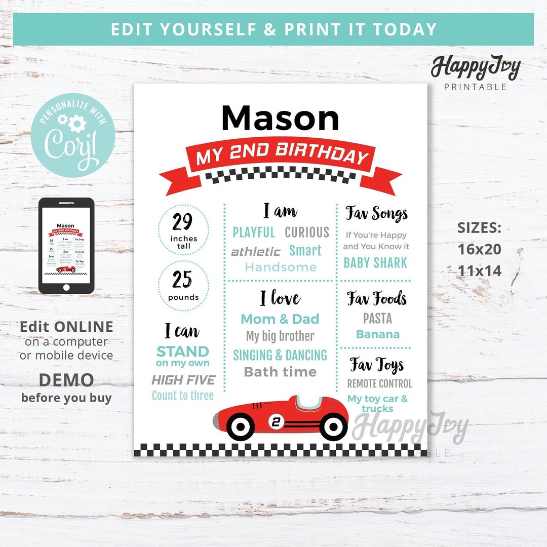 Two Fast Racing Car Milestone Board Poster Sign, Red Sport Retro Car ...