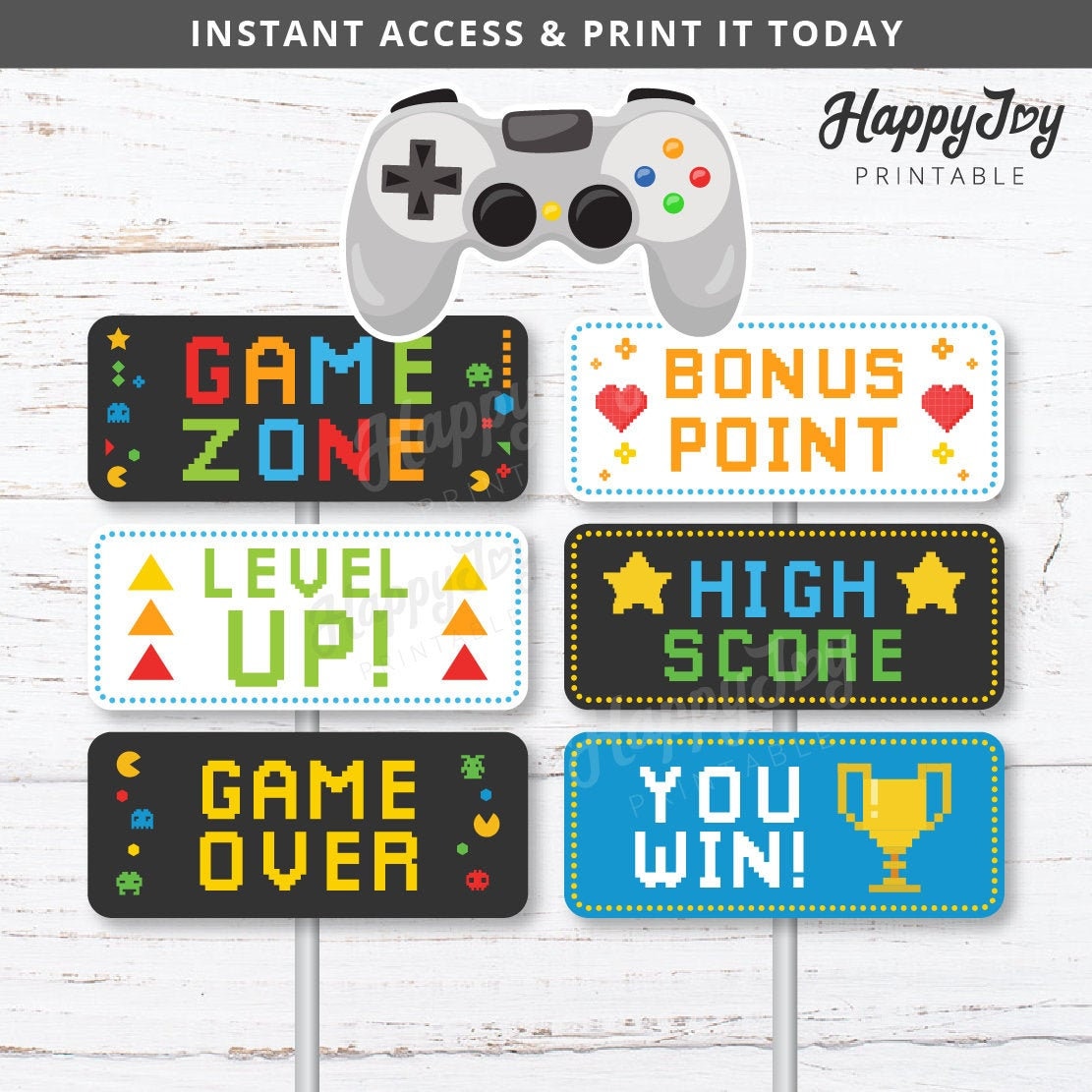 Gamer Party Signs Decoration, Console Video Gaming Game Boys Birthday ...