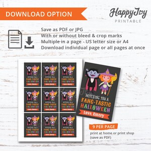 Witching You Fangtastic Halloween Favor Tag 2x3 Printable, Halloween ...