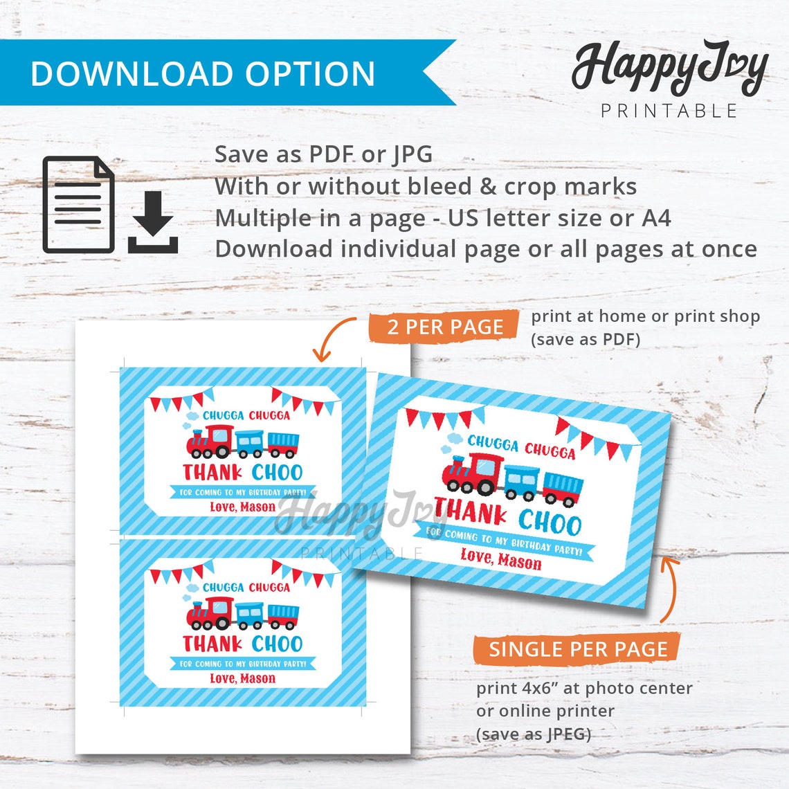 Thank Choo Train Party Thank You Note Card 4x6 Chugga Two Two - Etsy