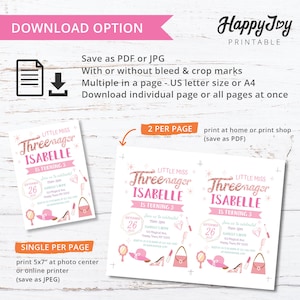 Threenager Girl 3rd Birthday Invitation, Little Miss Three Nager ...