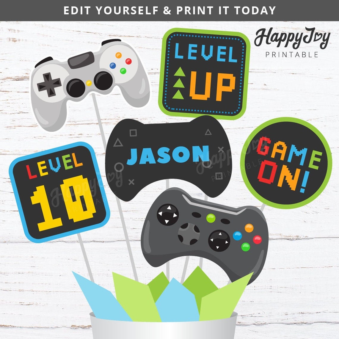 Game Party Centerpiece Decoration, Cake Topper, Boys Console Video ...