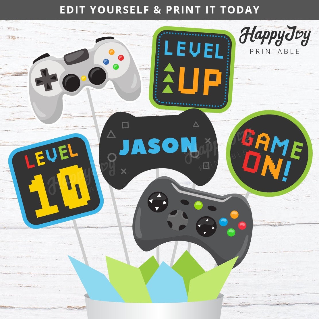 Game Party Centerpiece Decoration Cake Topper Boys Console - Etsy