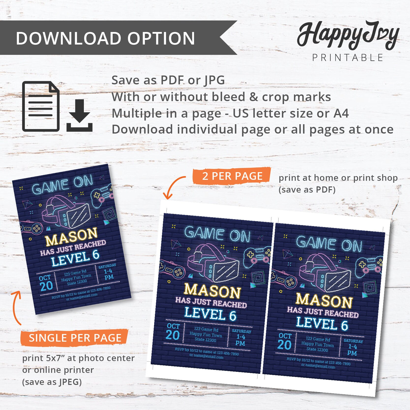 Virtual Reality Game VR Party Invitation Boys Gaming Birthday - Etsy