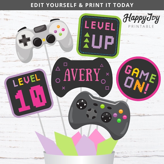 Game Party Centerpiece, Cake Topper, Girls Console Video Gamer Birthday ...