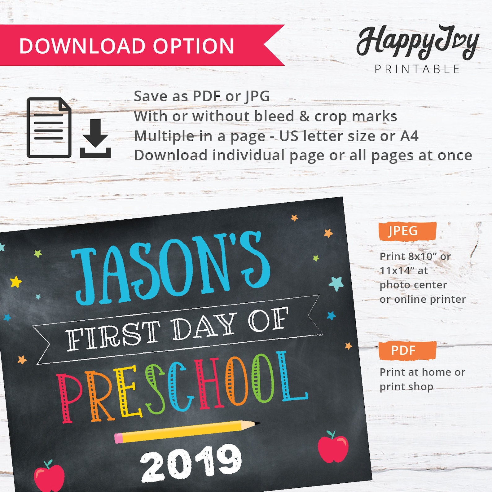 First Day of School Poster DIY PRINTABLE Boys Chalkboard - Etsy