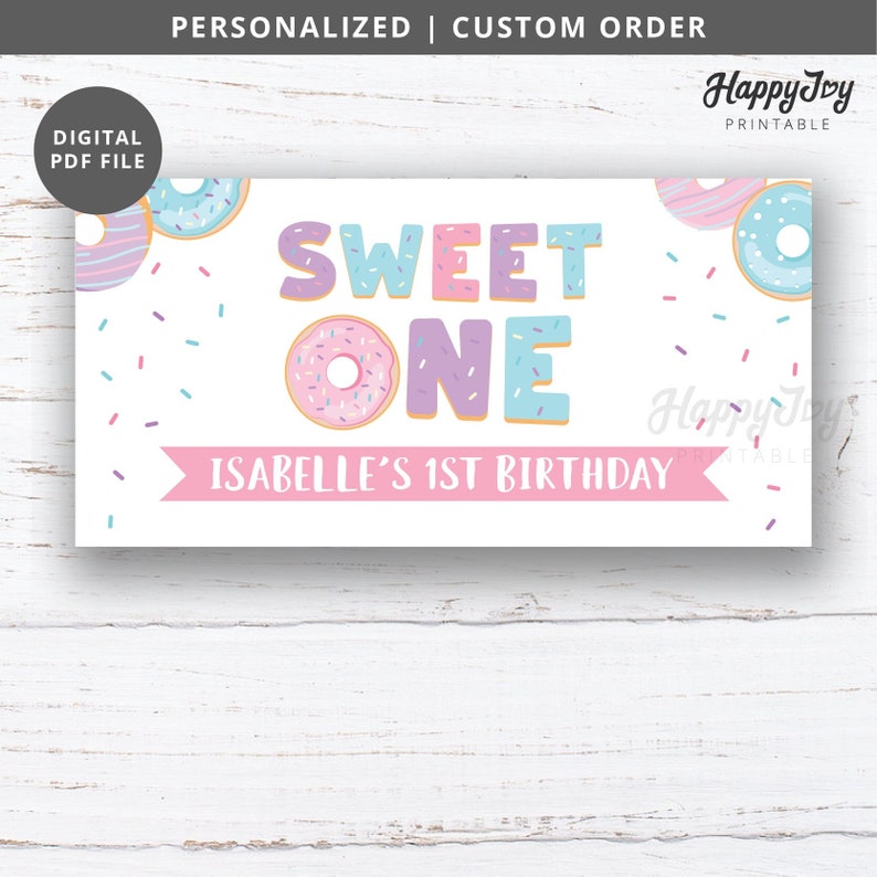 PERSONALIZED Donut Birthday Backdrop Banner Poster Digital PDF File ...