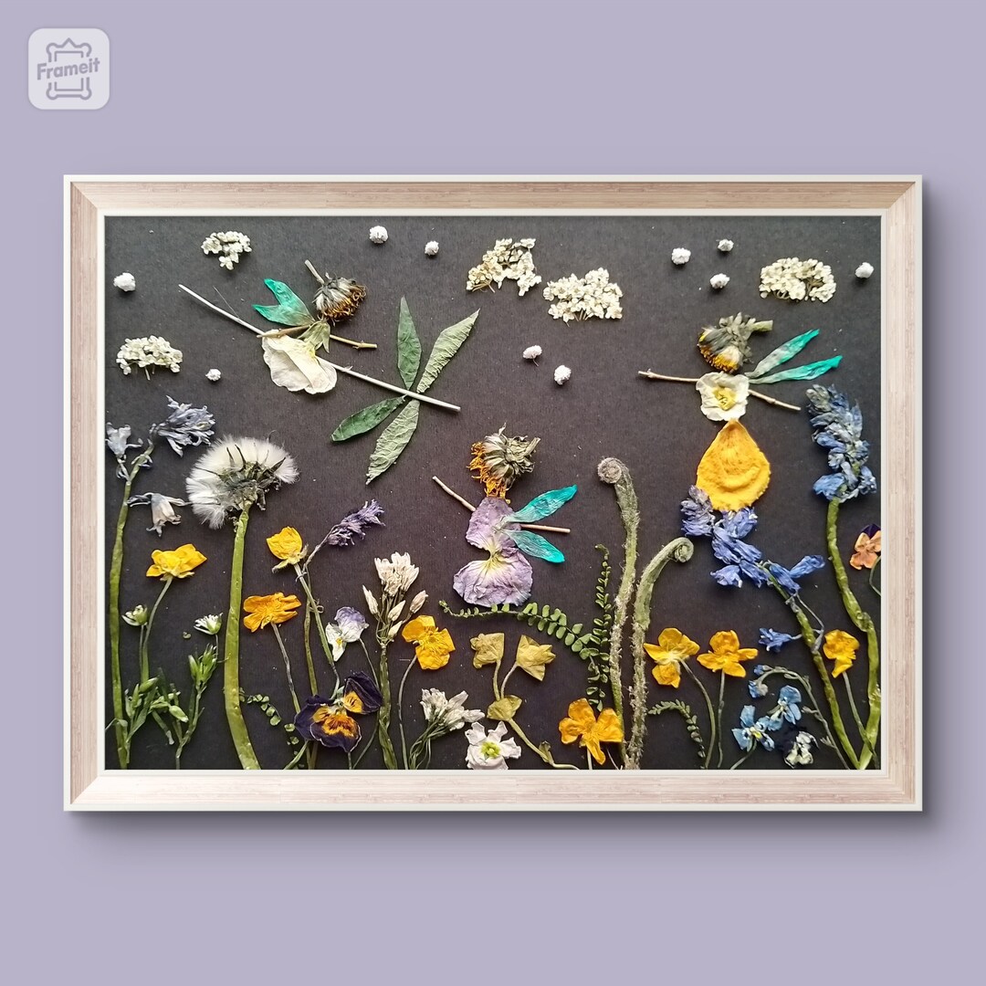 Whimsical Fairyland Scene Created From Real Pressed Flowers and Leaves ...