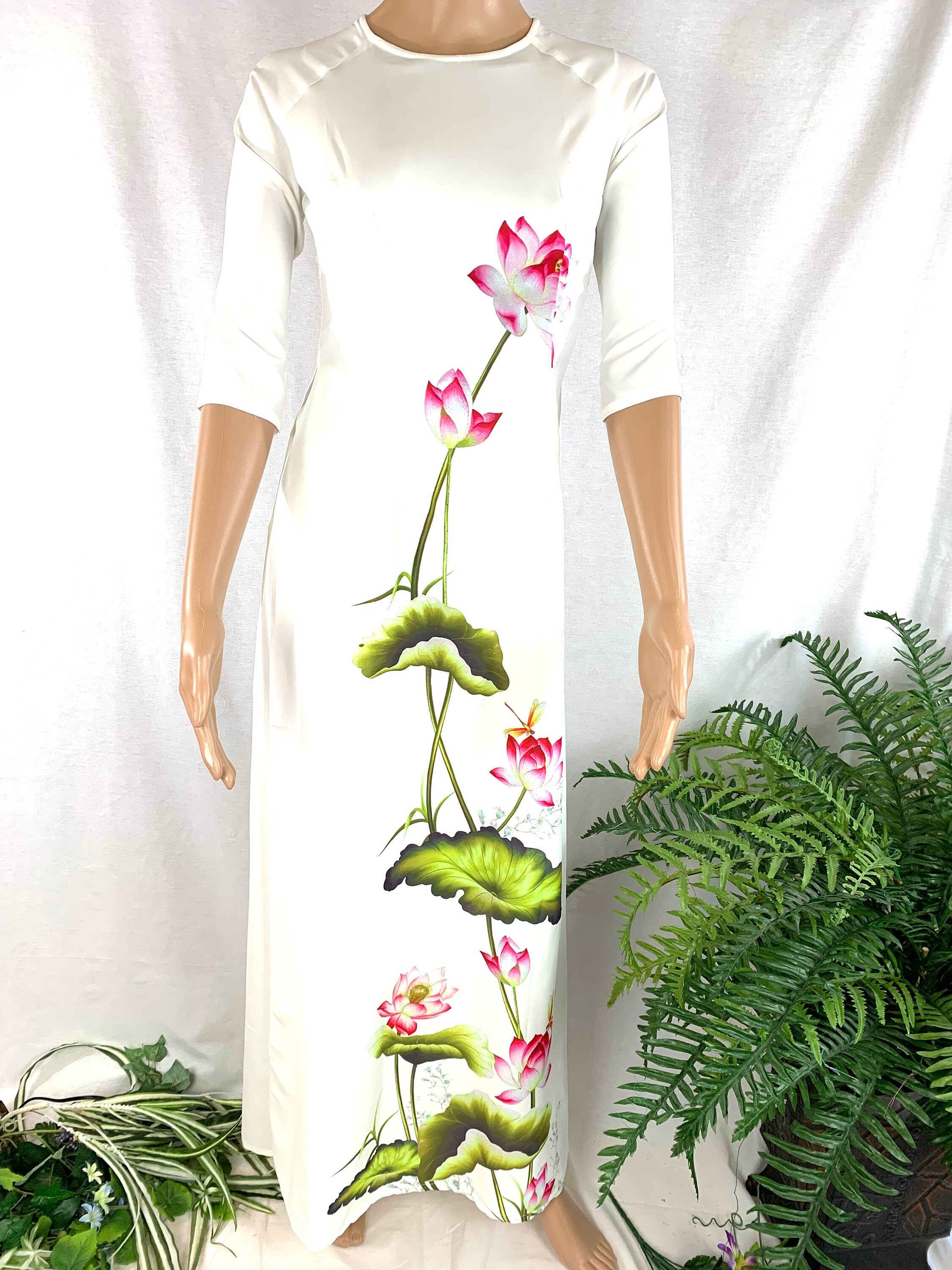 White Ao Dai Vietnamese Lua Mango Silk Long Dress With Pants#0257 - Etsy