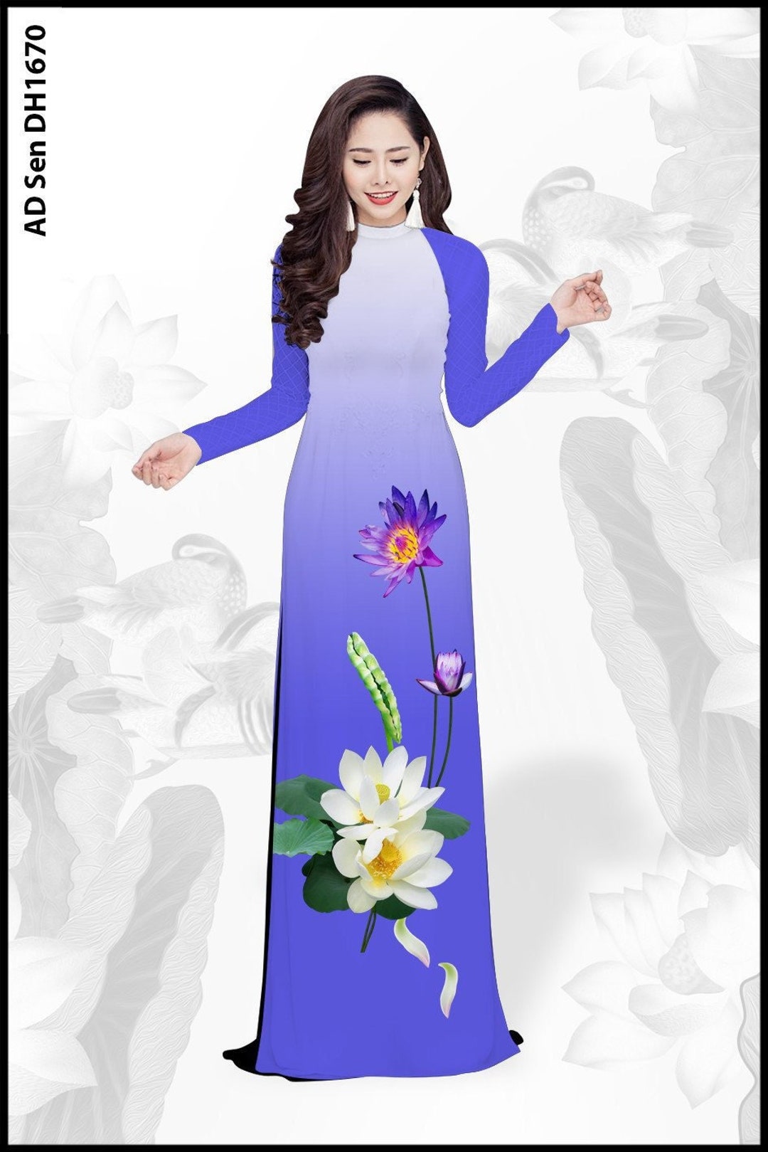 Purple Ao Dai Vietnamese Lua Mango Silk Long Dress With Matching Purple ...