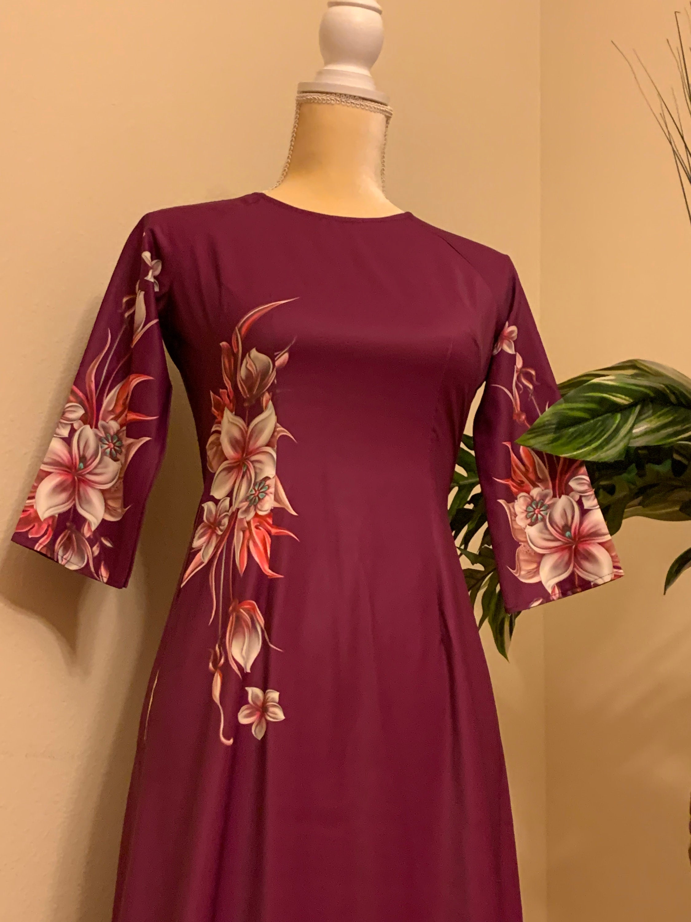 Purple Ao Dai Vietnamese Lua Mango Silk Long Dress With Pants#0260 - Etsy