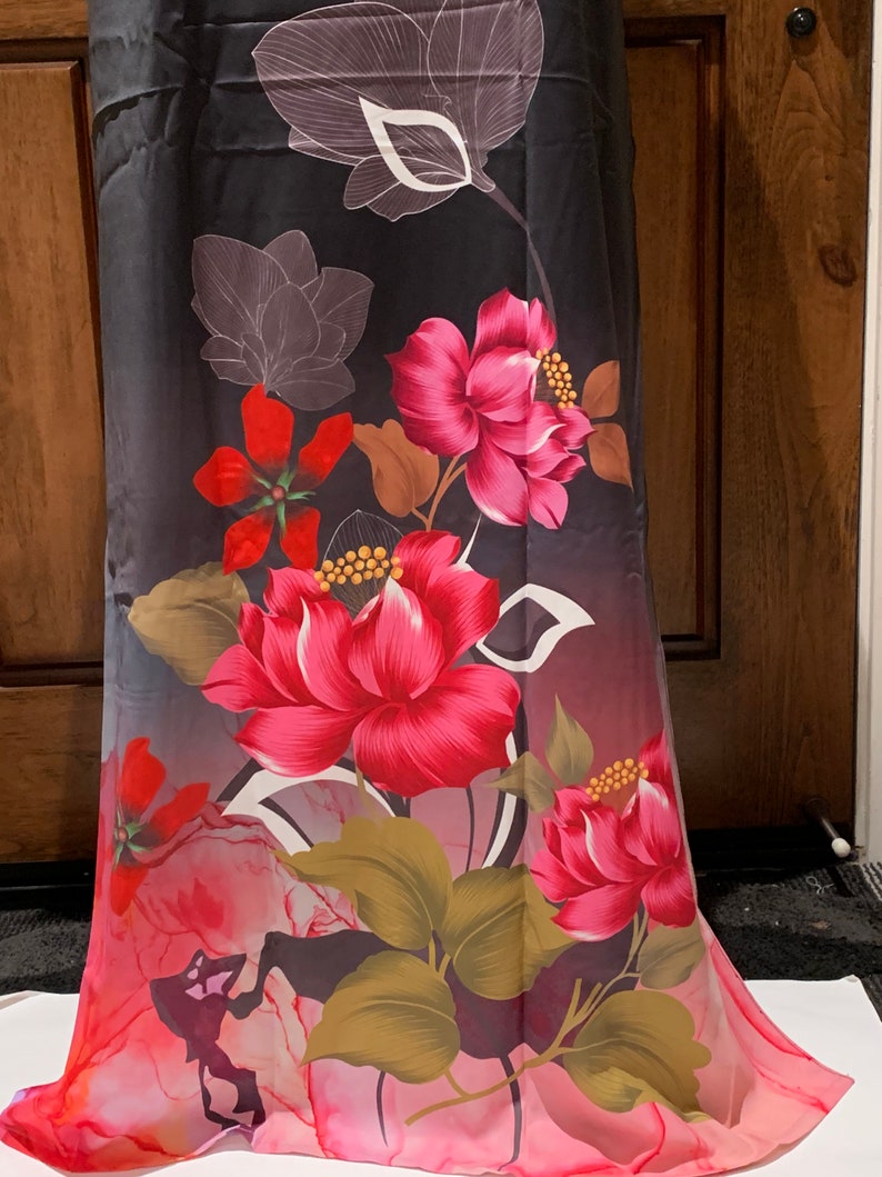 Black Ao Dai Vietnamese Lua Mango Silk Long Dress With Pink Pants #61 ...