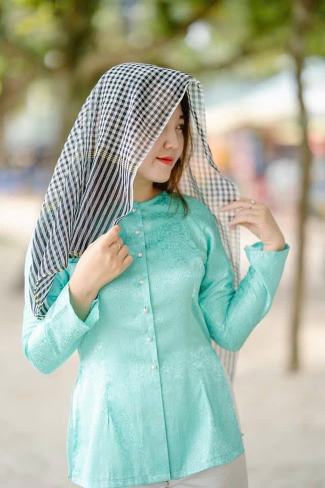 Ao Dai Ba Ba: Vietnamese Cowl Neck Top (no Pants) - Etsy