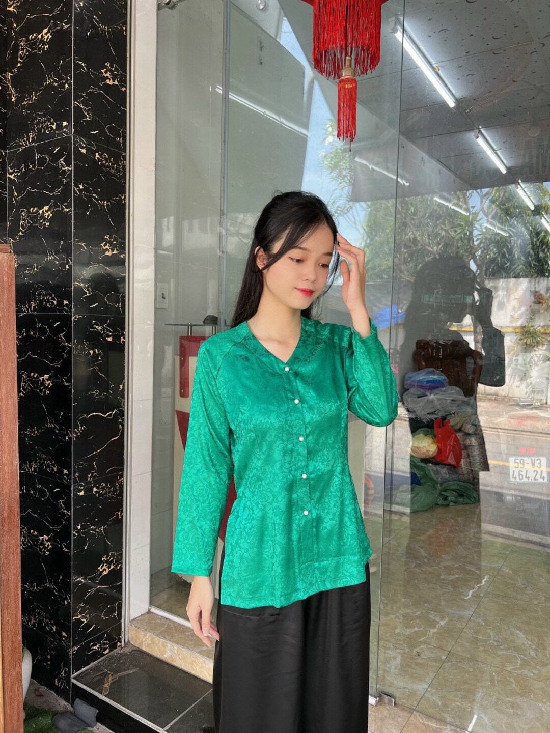 Ao Dai Ba Ba Top: Vietnamese V Neck Shirt (no Pants) - Etsy