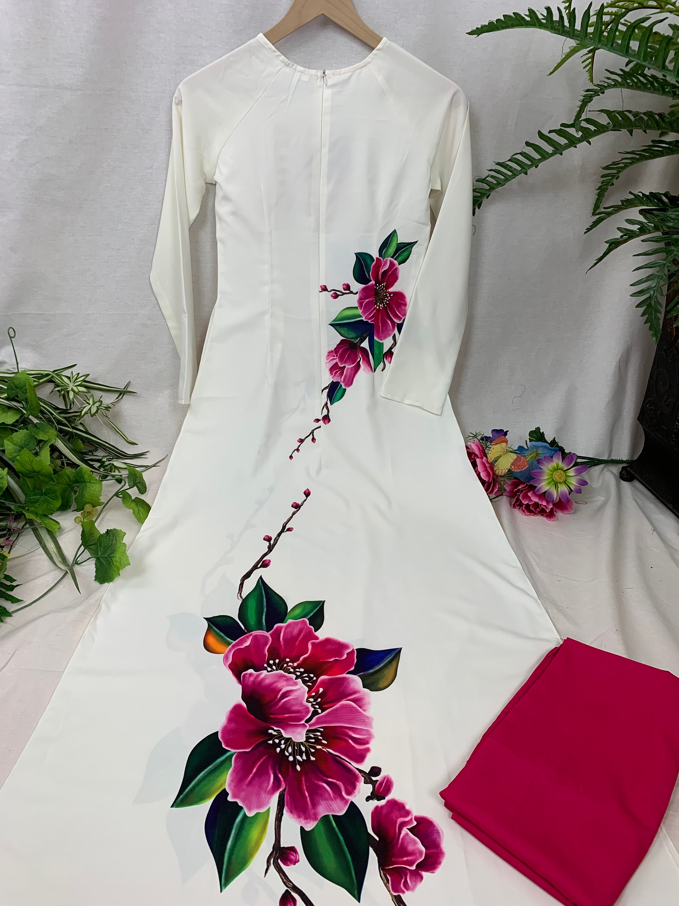 White Ao Dai Vietnamese Lua Mango Silk Long Dress With Pants - Etsy