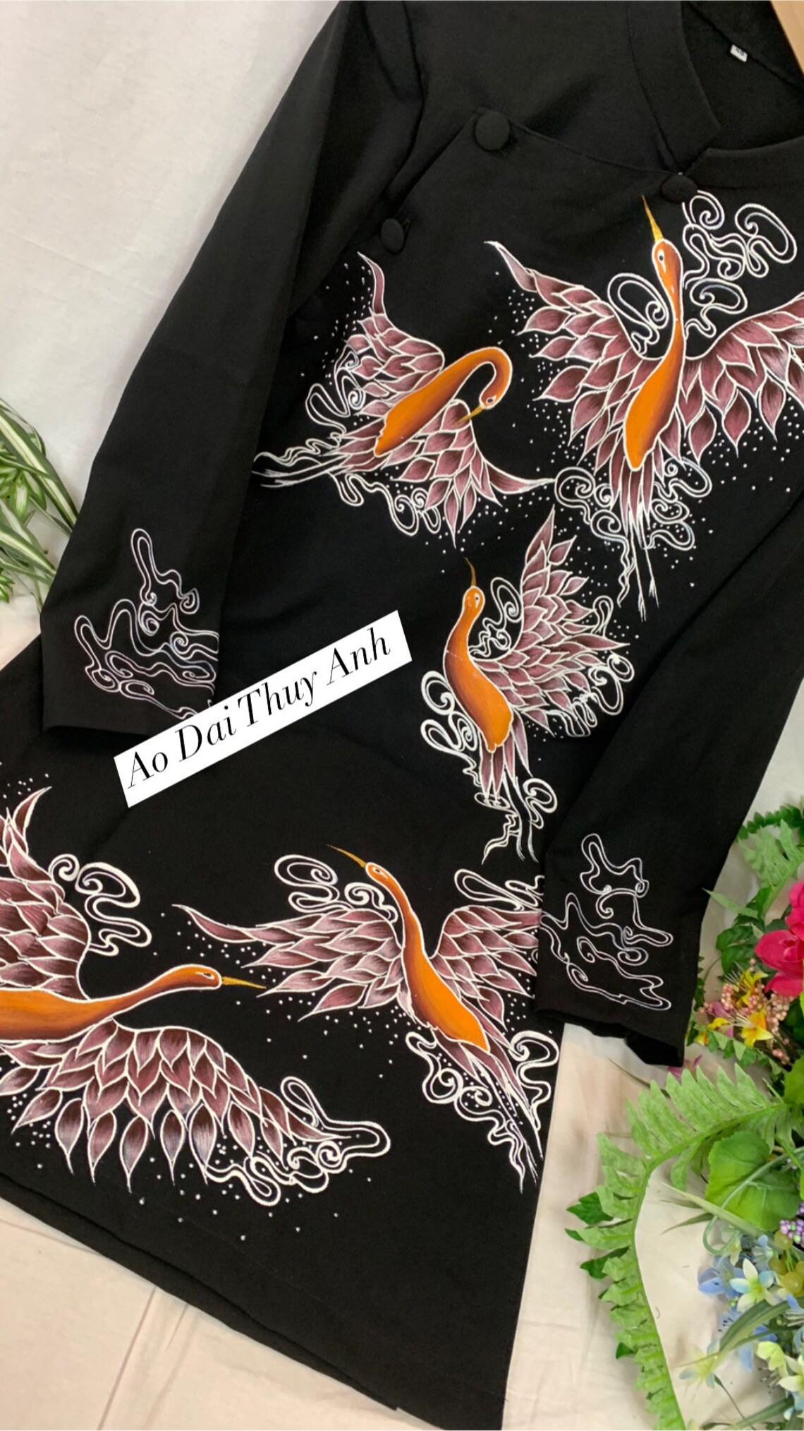 Black Ao Dai for Men Hand Painted Vietnamese Traditional Long - Etsy