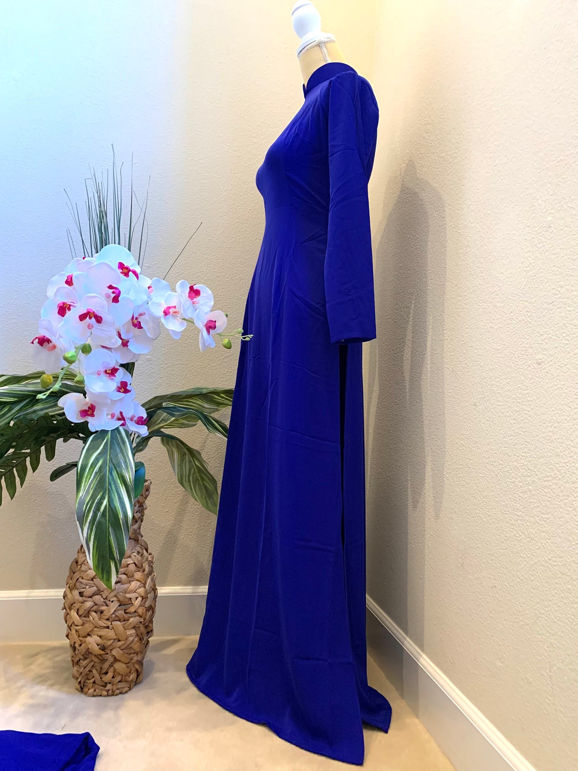 Red & Blue Lua My Silk Ao Dai Vietnamese Long Dress With - Etsy
