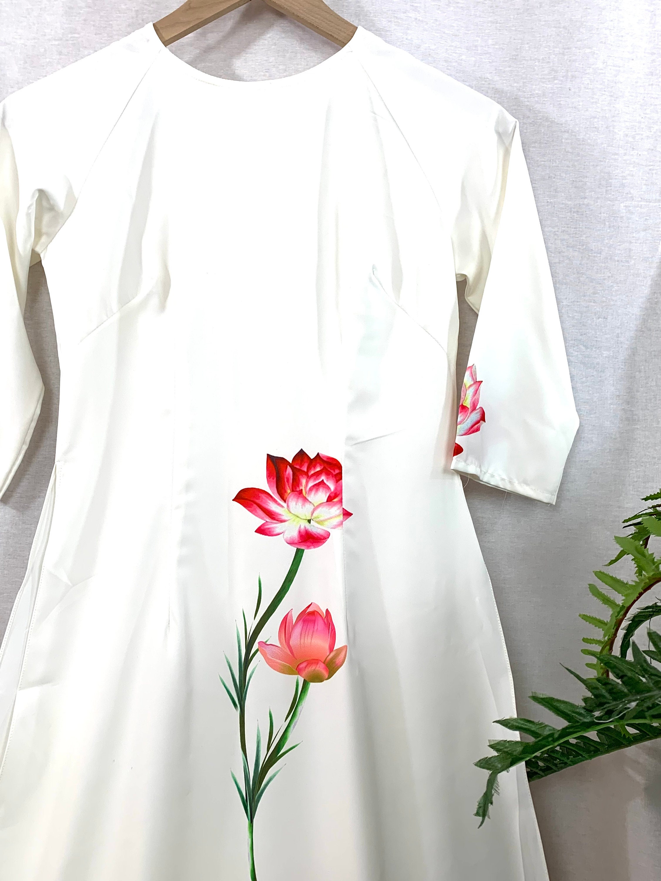 White Ao Dai Vietnamese Lua Mango Silk Long Dress With White - Etsy