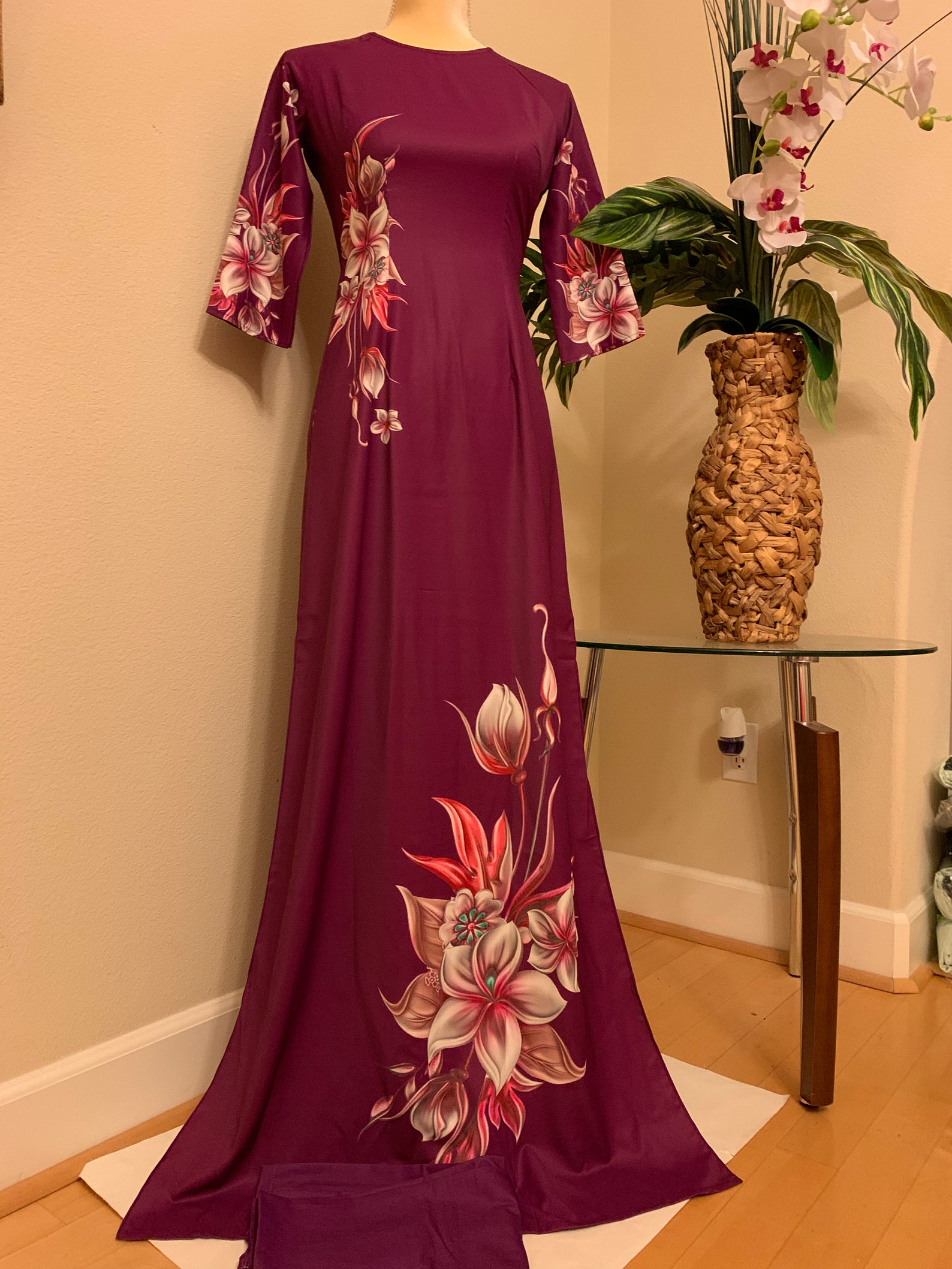 Purple Ao Dai Vietnamese Lua Mango Silk Long Dress With Pants#0260 - Etsy