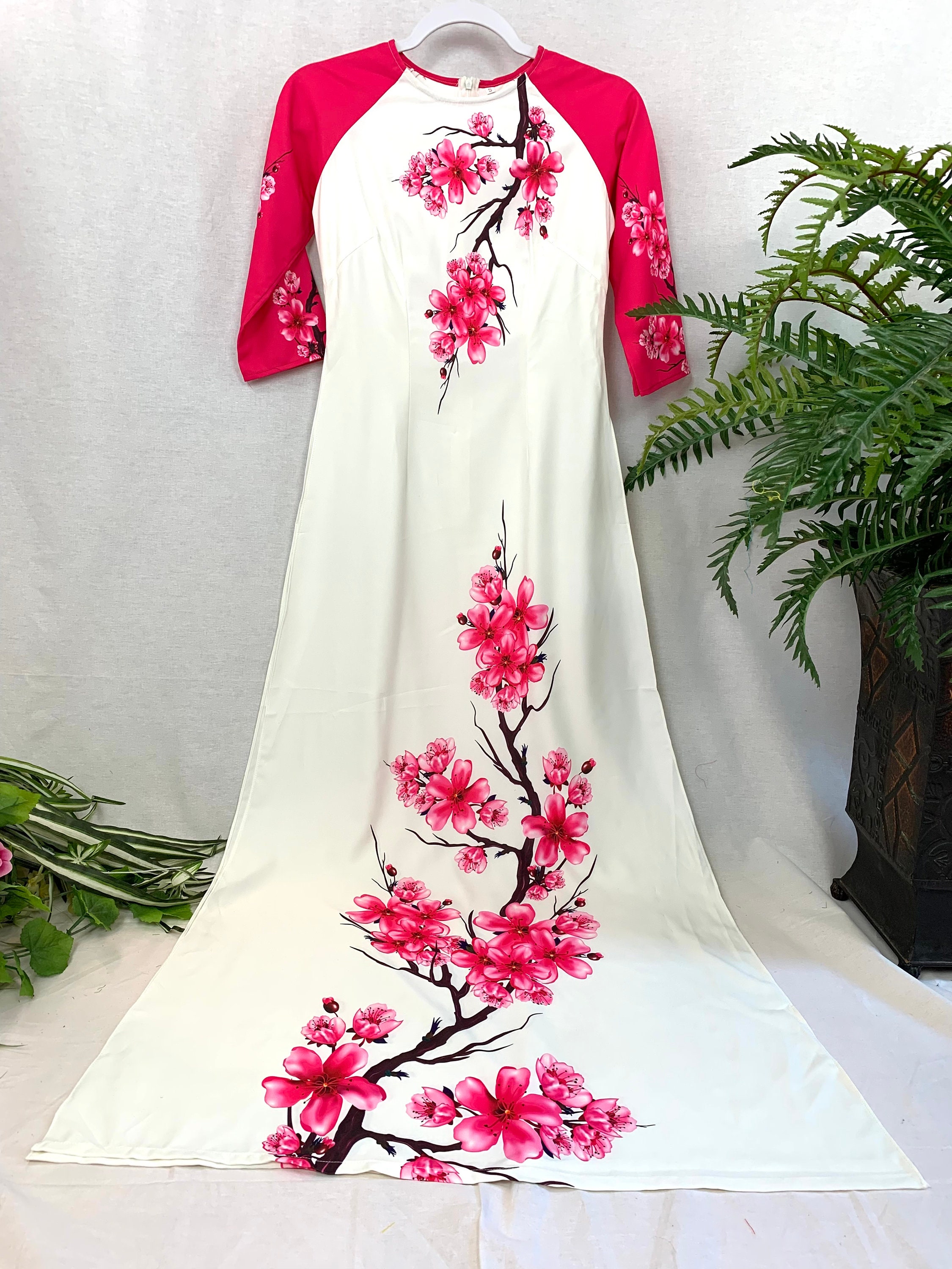 White Ao Dai Vietnamese Lua Mango Silk Long Dress With Pants - Etsy